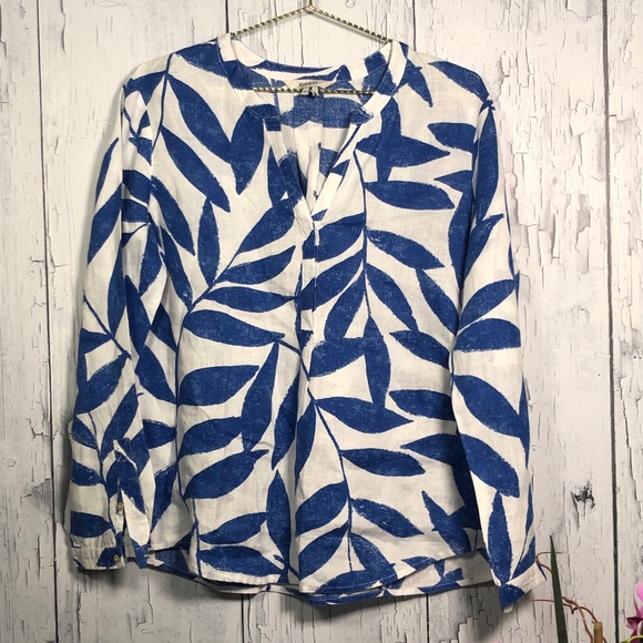 Zozo | Tops | Euc Zozo 0 Linen Tunicblouse Blue And White M | Poshmark